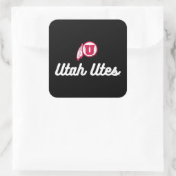 University of Utah | Vintage Script Utes Square Sticker | Zazzle