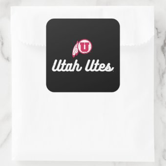 University of Utah | Vintage Script Utes Square Sticker | Zazzle
