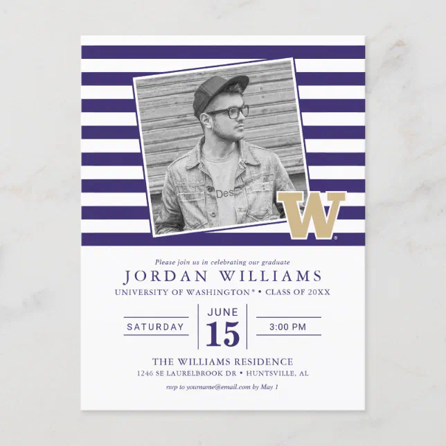 University of Washington Graduate Announcement Postcard | Zazzle