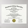 University or College Diploma Replica Art Poster | Zazzle