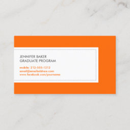 UNIVERSITY or COLLEGE STUDENT ORANGE Calling Card | Zazzle