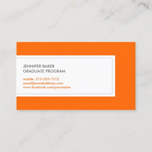 UNIVERSITY or COLLEGE STUDENT ORANGE Calling Card | Zazzle