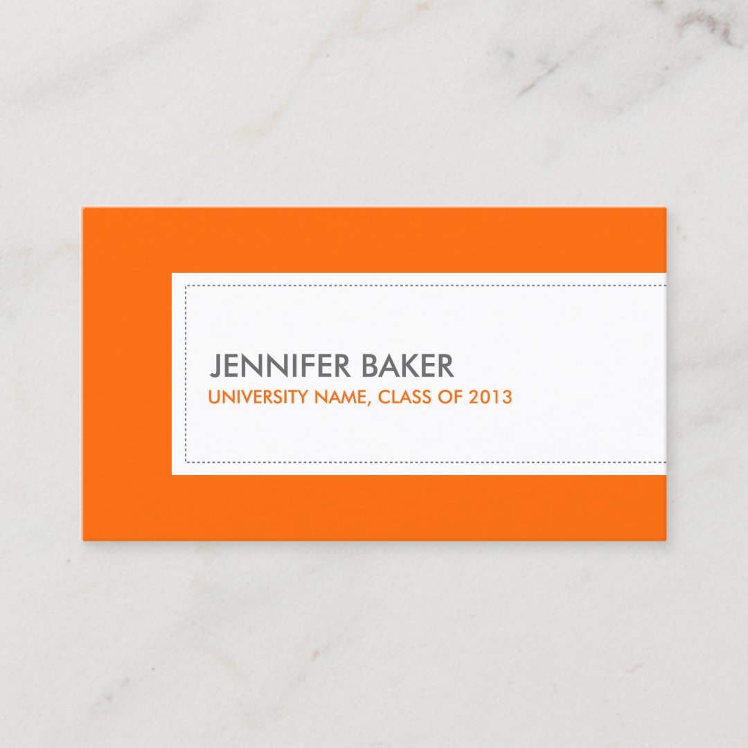 UNIVERSITY or COLLEGE STUDENT ORANGE Calling Card | Zazzle