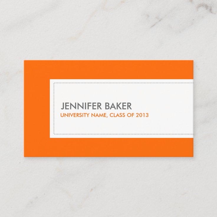 UNIVERSITY or COLLEGE STUDENT ORANGE Calling Card | Zazzle