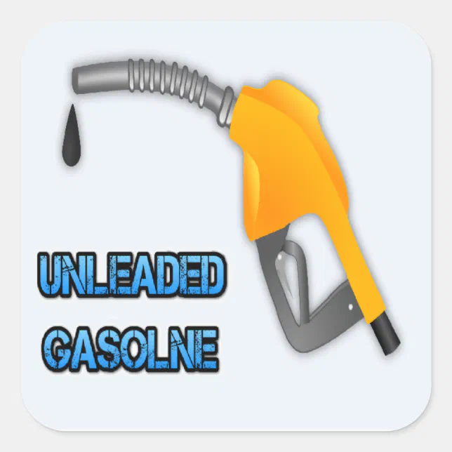 Unleaded Gasoline Square Sticker | Zazzle