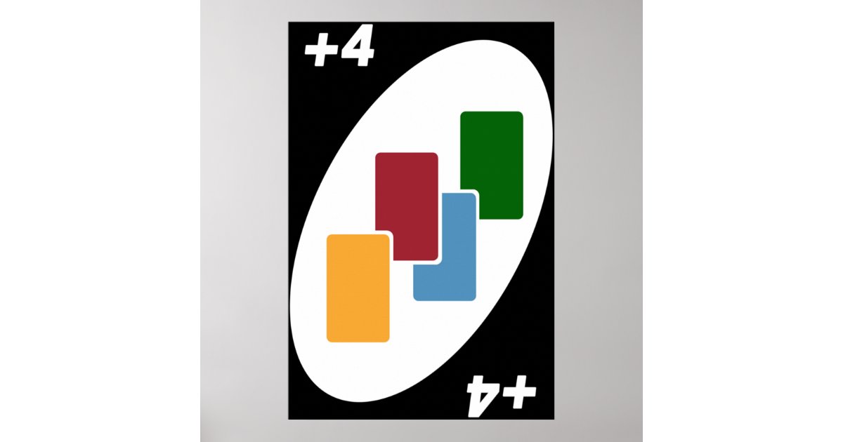 Uno Card Game Draw Four Poster | Zazzle
