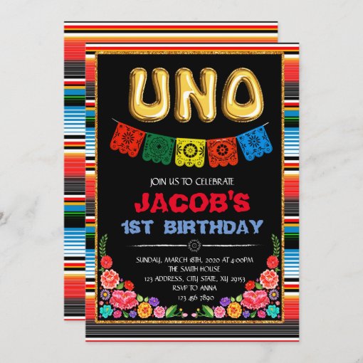 UNO fiesta birthday party invitation | Zazzle