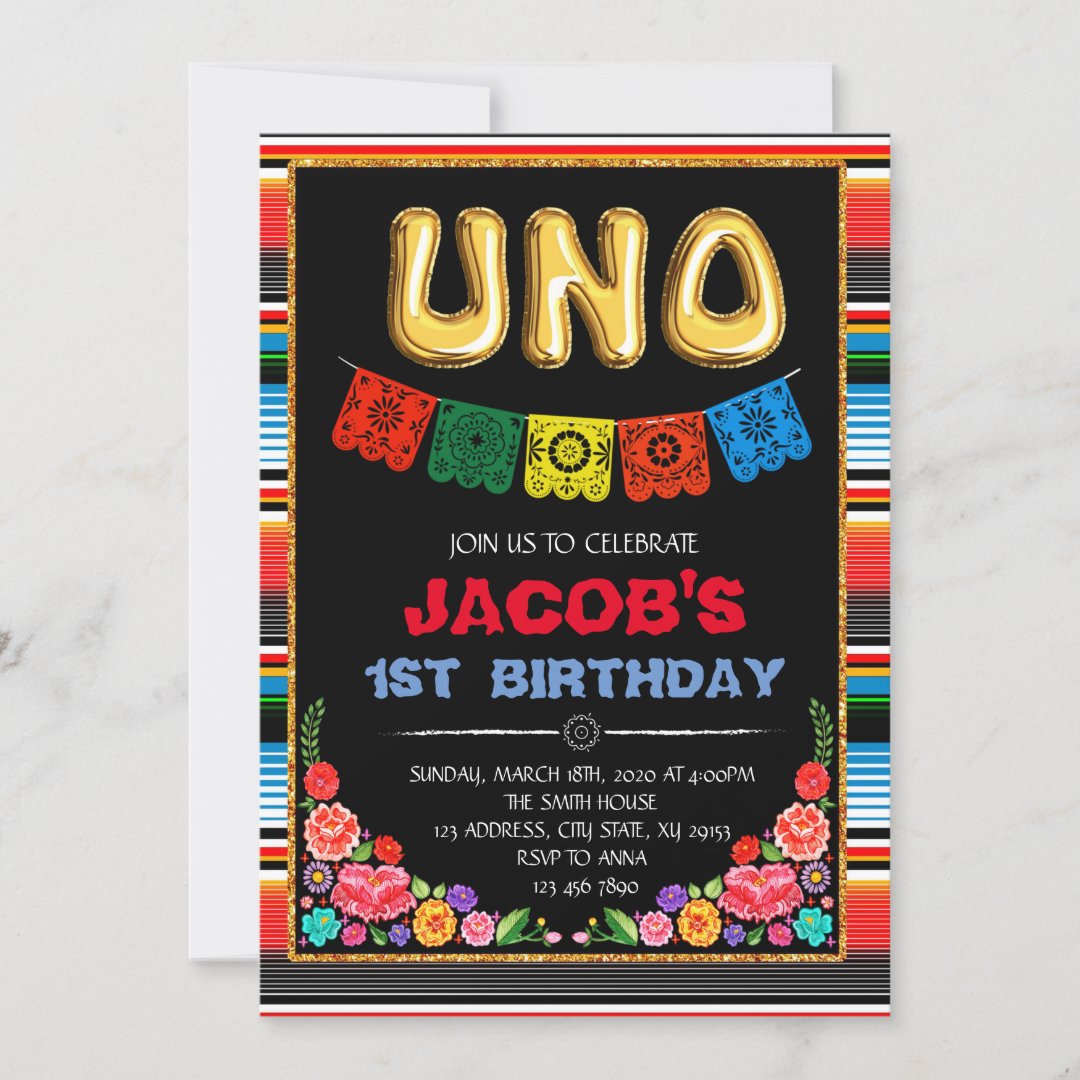 UNO fiesta birthday party invitation | Zazzle
