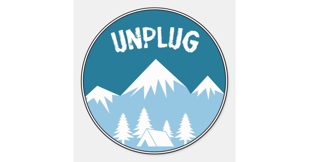 Unplug Classic Round Sticker | Zazzle