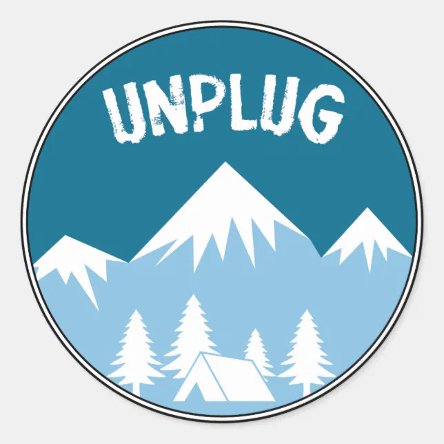 Unplug Classic Round Sticker | Zazzle