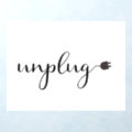 Unplug with Script Text and Plug Wall Decal | Zazzle