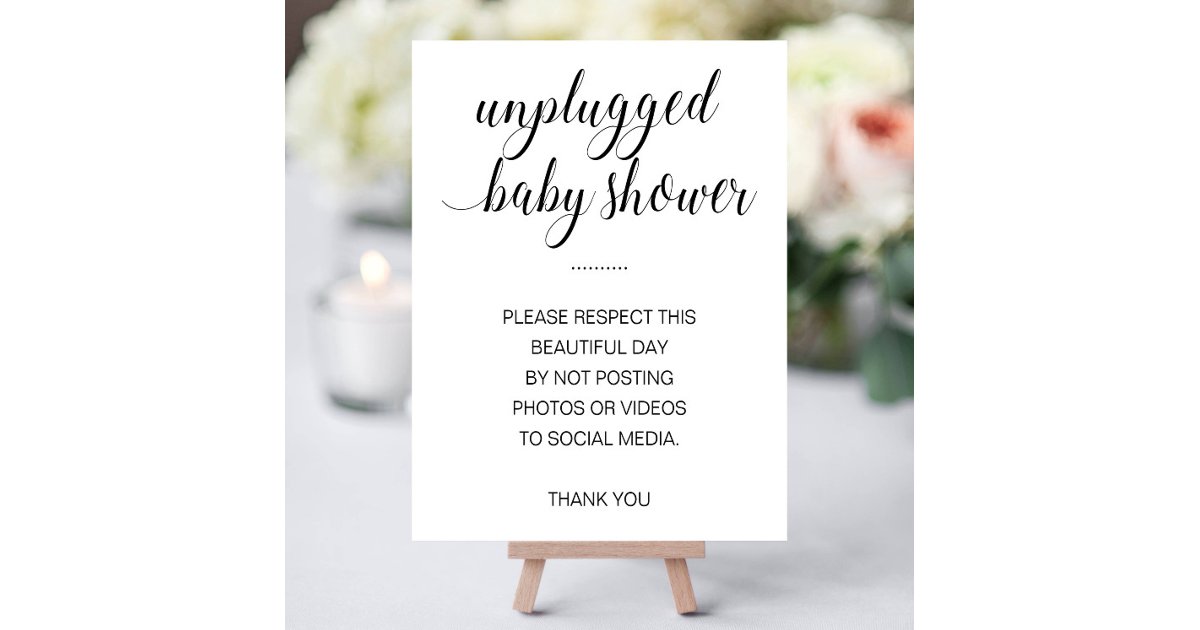 Unplugged Baby Shower No Posting To Social Media Foam Board | Zazzle