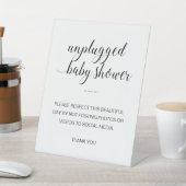Unplugged Baby Shower No Posting To Social Media Pedestal Sign | Zazzle