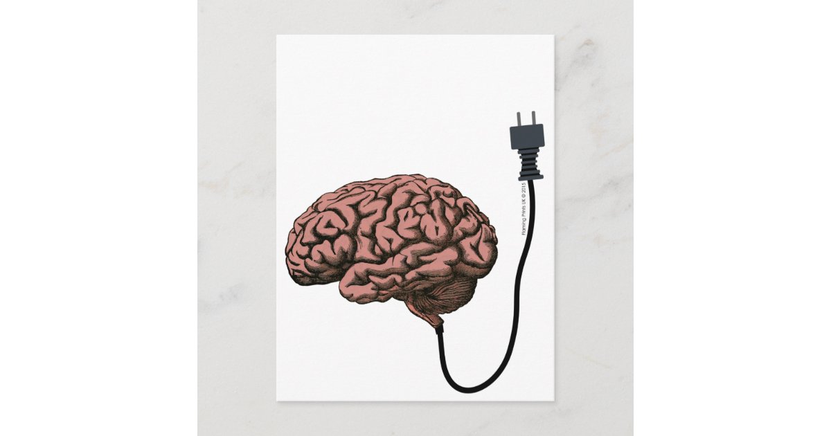 Unplugged Brain Steampunk Curiosity Anatomy Postcard | Zazzle