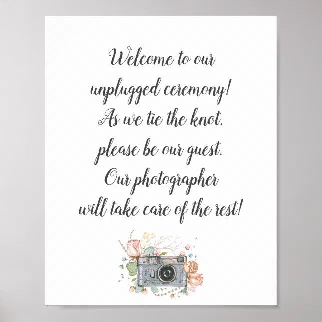 Unplugged ceremony poster | Zazzle