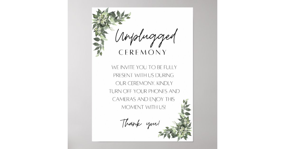 Unplugged Ceremony Poster | Zazzle