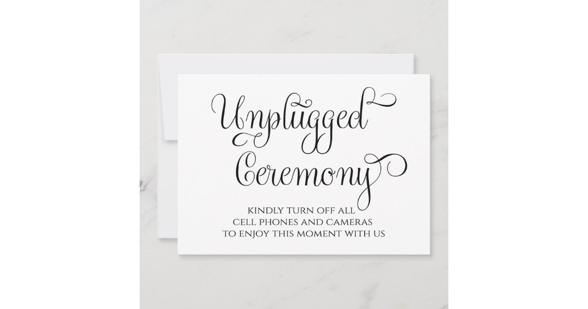 unplugged ceremony Wedding Sign Invitation | Zazzle