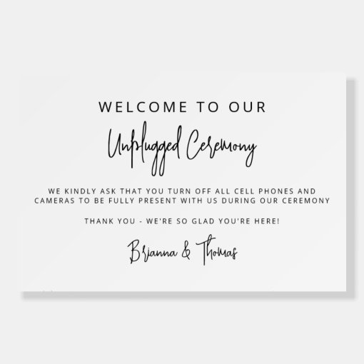Unplugged Ceremony Wedding Welcome Sign | Zazzle Unplugged Ceremony Wedding Welcome Sign | Zazzle