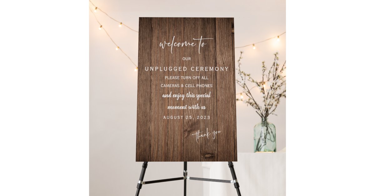 Unplugged Ceremony Wooden Sign | Zazzle