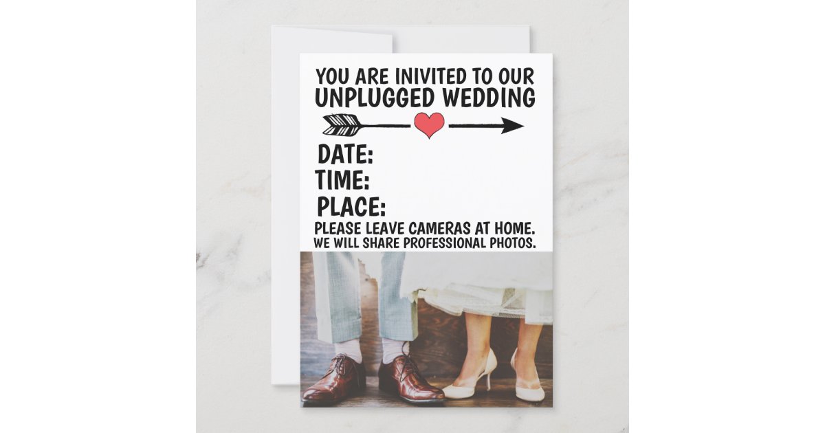 UNPLUGGED (NO PHOTOS ALLOWED) WEDDING INITATIONS INVITATION | Zazzle