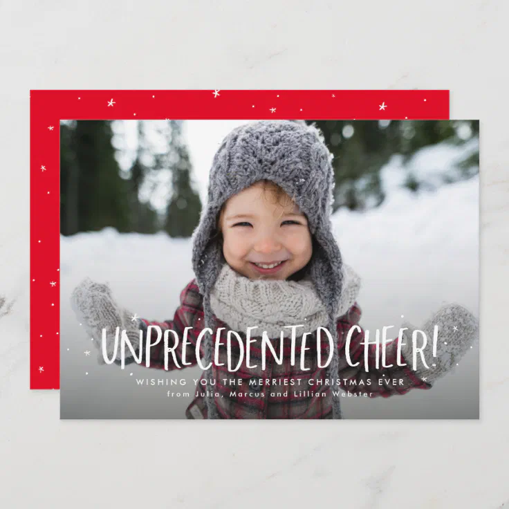 Unprecedented cheer fun one photo Christmas Holiday Card | Zazzle