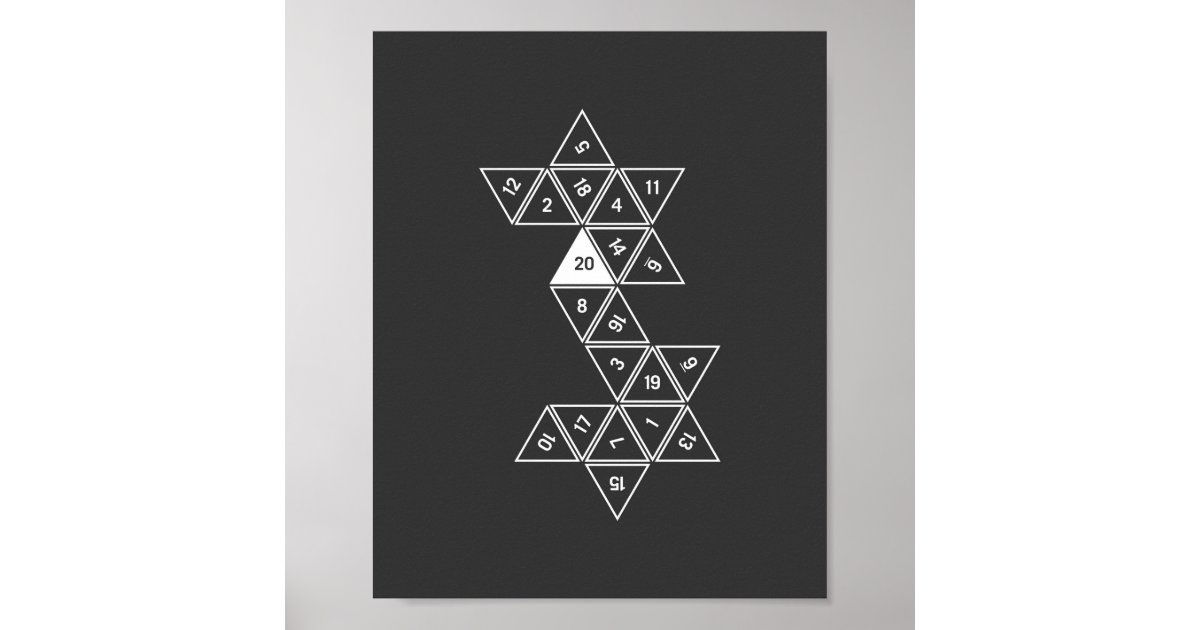 Unrolled D20 Poster | Zazzle