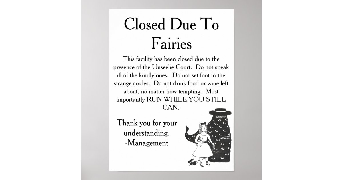Unseelie Fairies Warning Sign | Zazzle