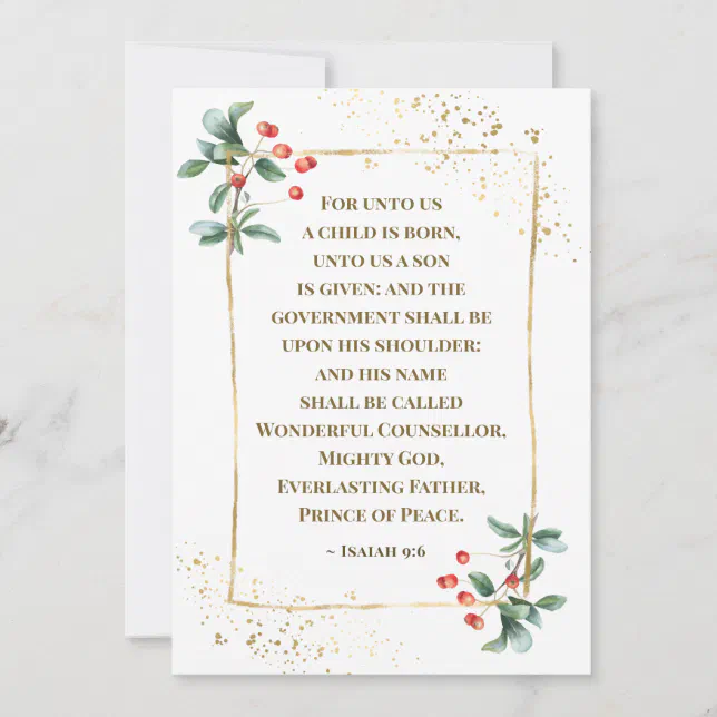 Unto Us A Child is Born Bible Verse Christmas Flat Holiday Card | Zazzle