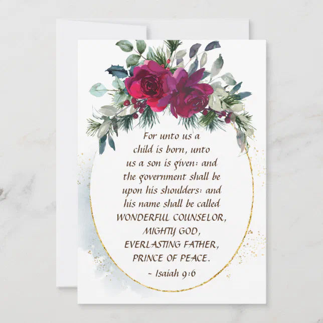 Unto Us A Child is Born Isaiah 9:6 Christmas Flat Holiday Card | Zazzle