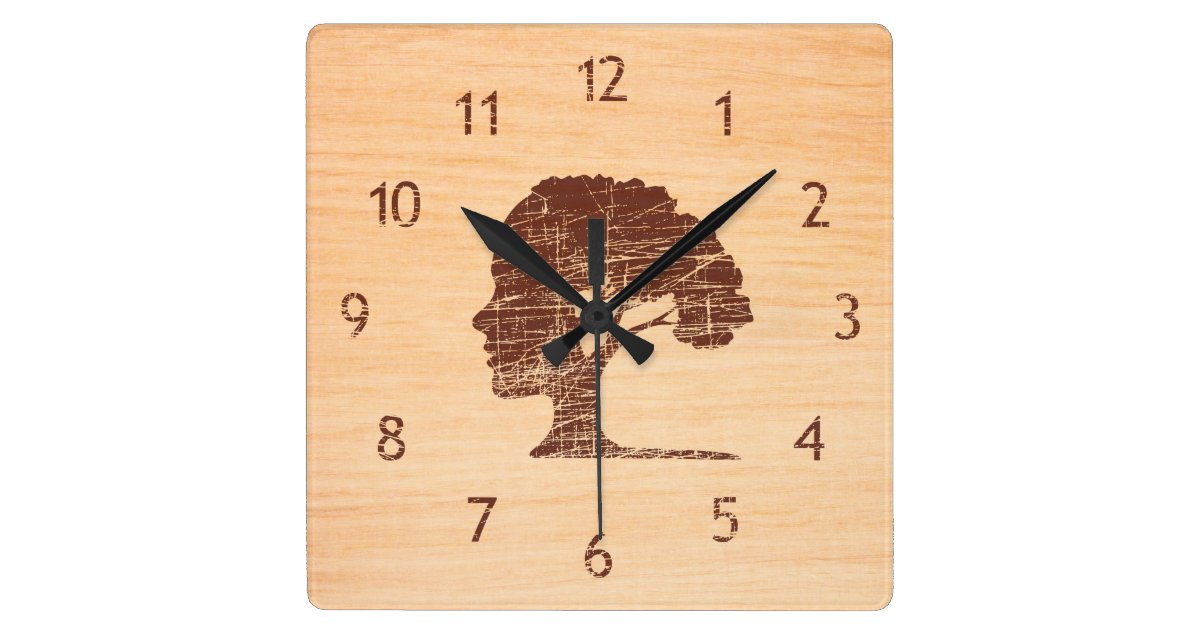 Unusual contemporary decorative rustic wood tree square wall clock ...