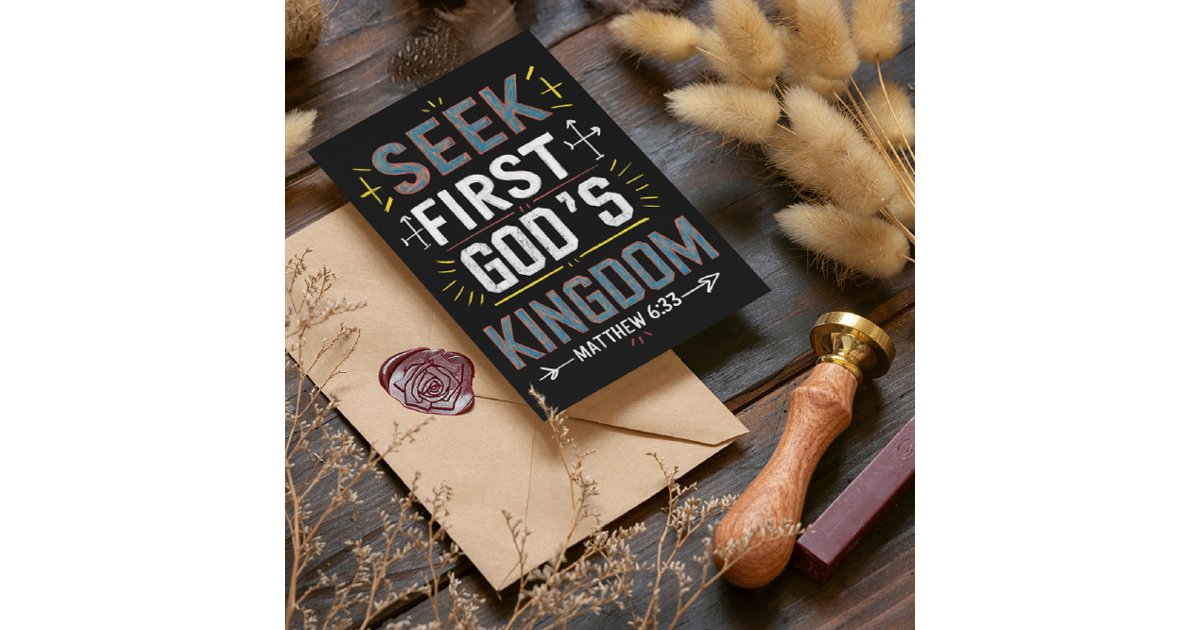 Unveiling Grace: Seek First, Gods Kingdom Postcard | Zazzle