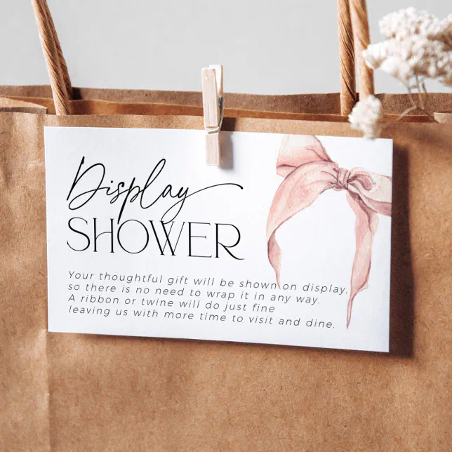 Unwrapped Gift Insert for Bridal Shower Pink Bow | Zazzle