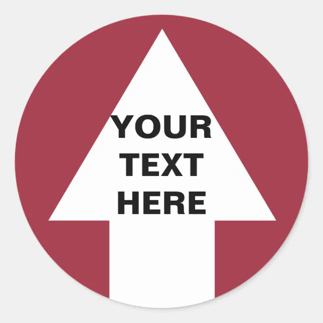 Up Arrow with custom text Classic Round Sticker | Zazzle