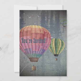 Up & Away/Hot Air Balloons Vintage Retro Decor Art Invitation | Zazzle