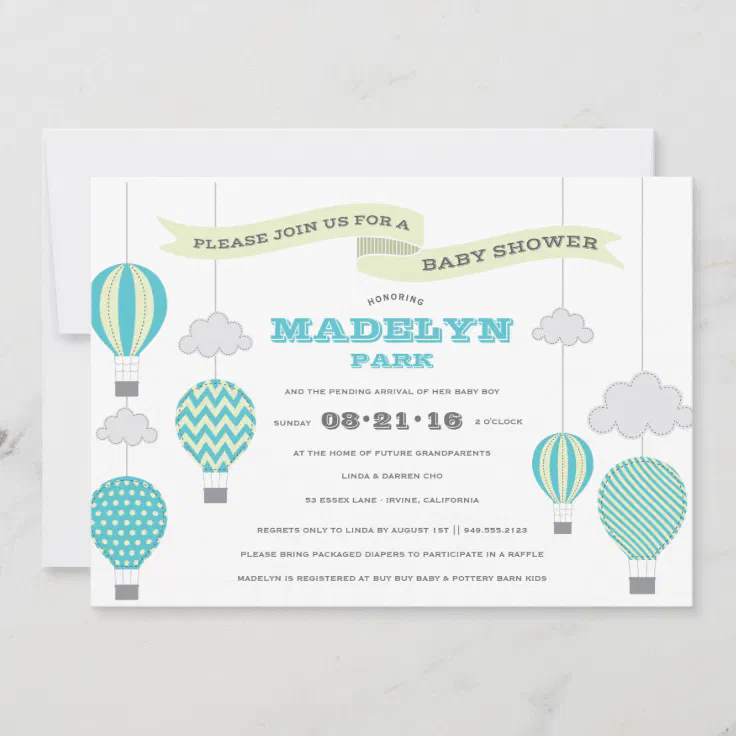 Up Up And Away Baby Shower Invitation | Zazzle