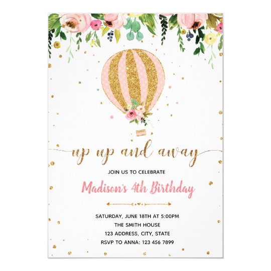Up up and away birthday invitation | Zazzle.com