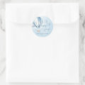 Up Up and Away! Blue Hot Air Balloon Baby Shower Classic Round Sticker ...