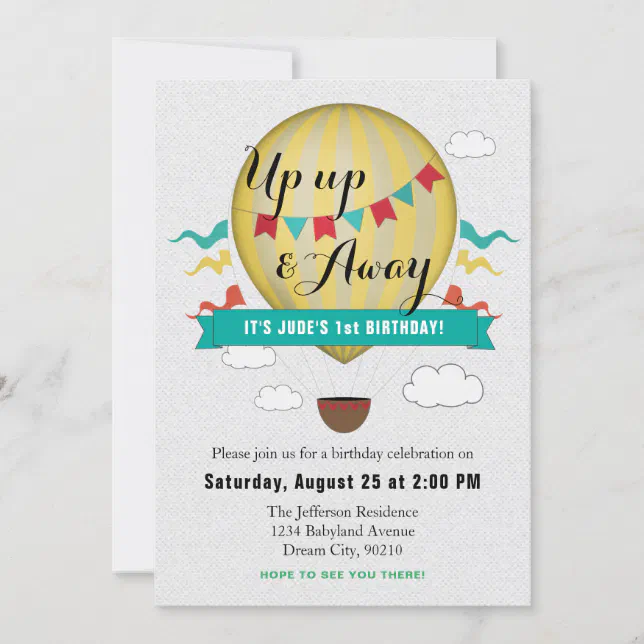 Up Up & Away Baby's First Birthday invitation | Zazzle