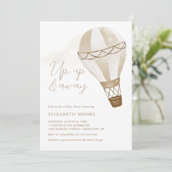 Up, Up & Away Neutral Hot Air Balloon | Invitation | Zazzle