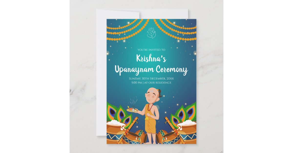 Upanayanam invitation Thread Ceremony invites | Zazzle