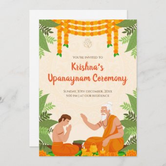 Upanayanam invitations Thread Ceremony invites | Zazzle