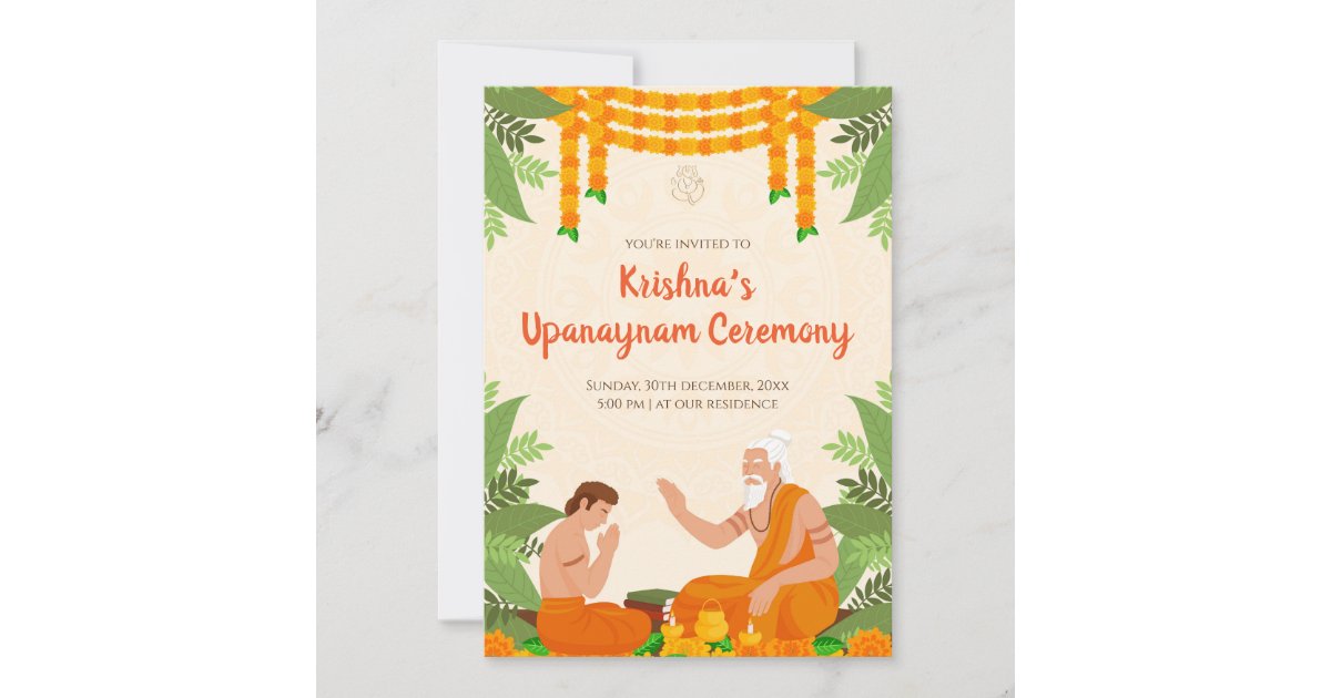 Upanayanam invitations Thread Ceremony invites | Zazzle