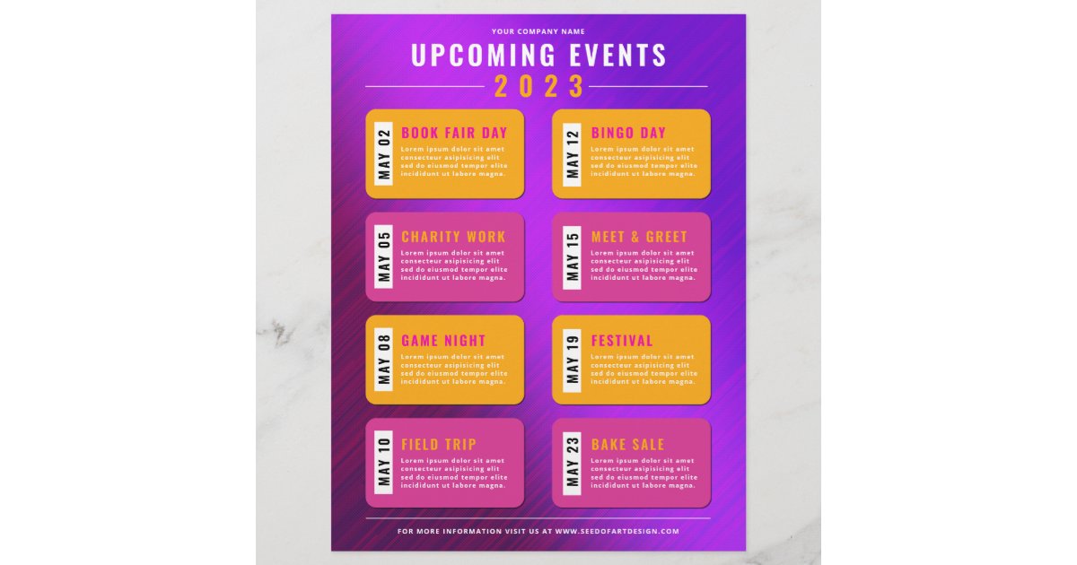 Upcoming Calendar of Events Flyer | Zazzle