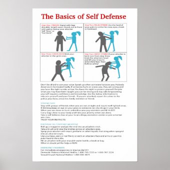 Updated Basics of Self Defense Poster | Zazzle