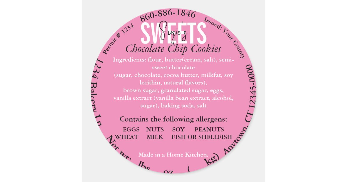 Updated CALIFORNIA State Cottage Law Ingredient Classic Round Sticker ...