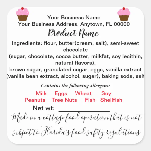UPDATED FLORIDA Cottage Food Law Sticker Label | Zazzle