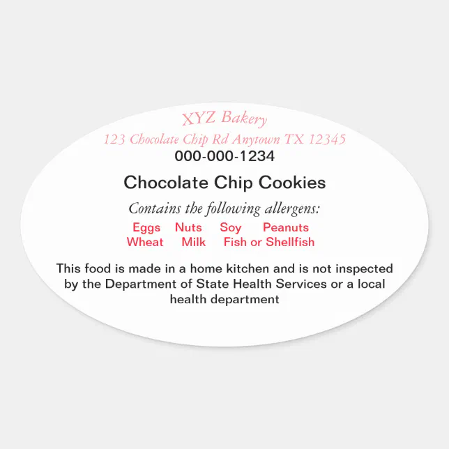 UPDATED TEXAS Cottage Food Law label home baker | Zazzle