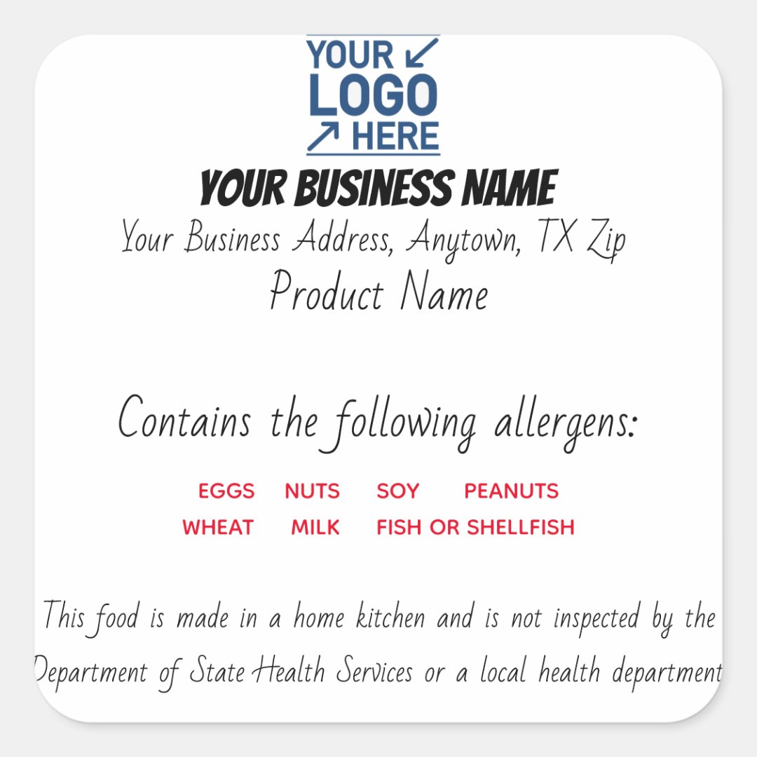 Updated Texas Cottage Law Food label sticker | Zazzle