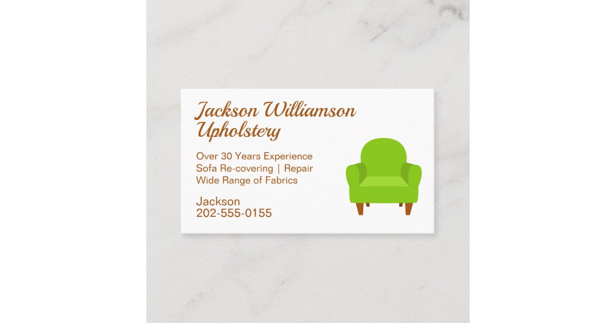 Upholstery Chair Sofa Business Card | Zazzle