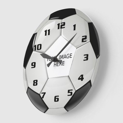 Upload a Photo Create your Custom Soccer Ball Large Clock | Zazzle